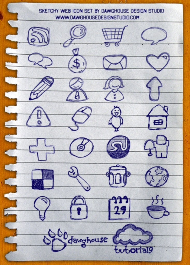30個の手書き風アイコンセット「Sketchy Web Icons」 | WEBデザイン Memonga