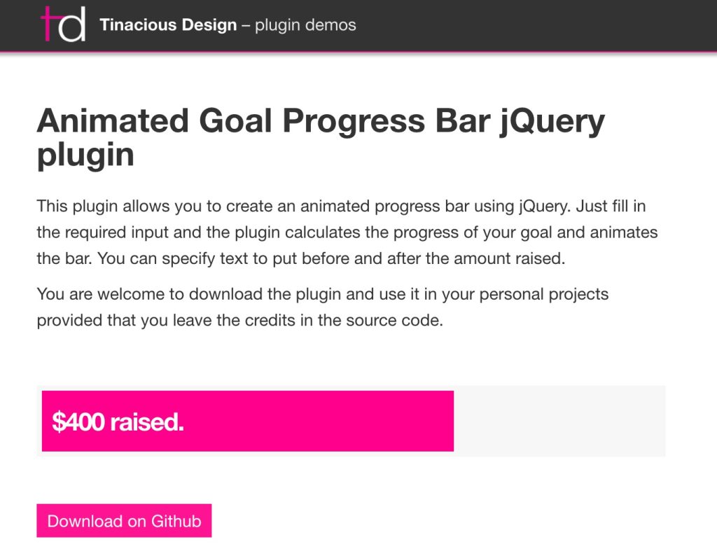 アニメーションするプログレスバー「Animated Goal Progress Bar jQuery plugin」 | WEBデザイン Memonga